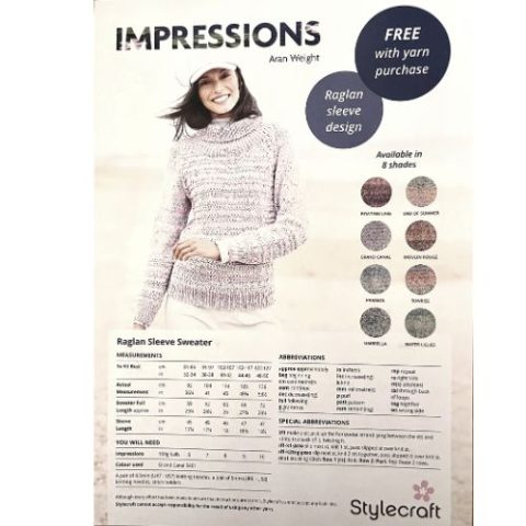 Stylecraft Impressions Sweater FREE Pattern with any purchase - HobbyRocks